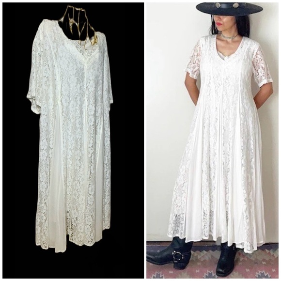 Starina | Dresses | Rare Vintage Starina 99s Ivory Lace Maxi Dress With ...